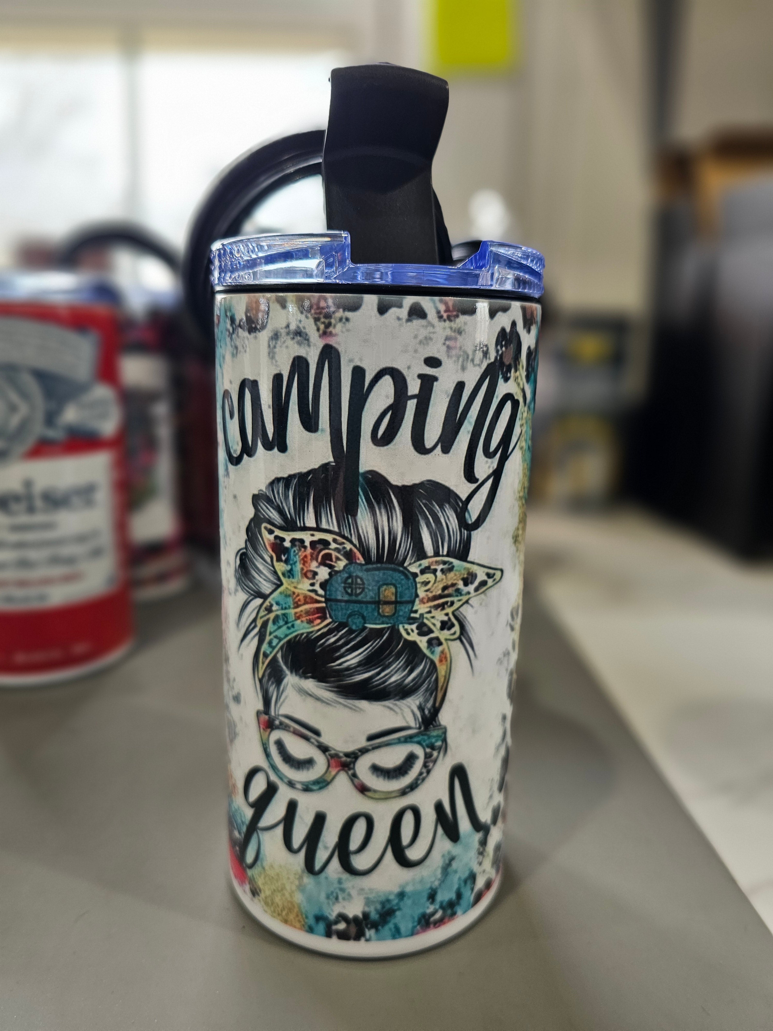 #478 Camping Queen Can Cooler – Tickled Pink Boutique, LLC